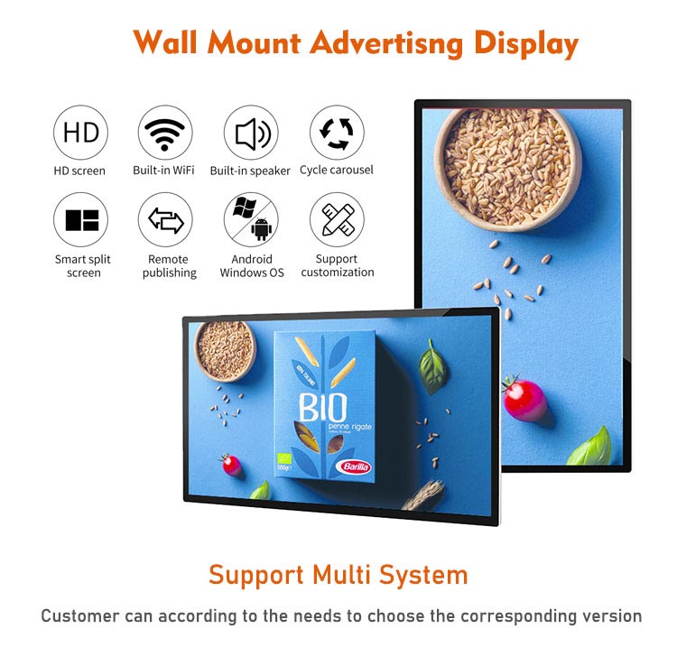 32 inch indoor hanging lcd advertising display
