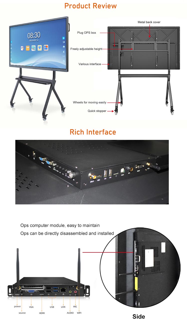 wall mount touch screen smart whiteboard